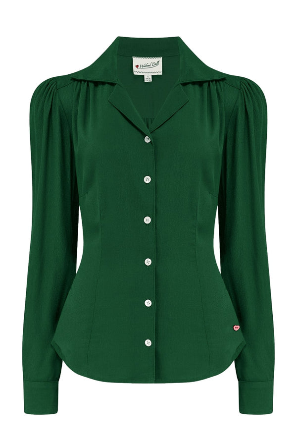 Gene Long Sleeve Blouse in Jade Green